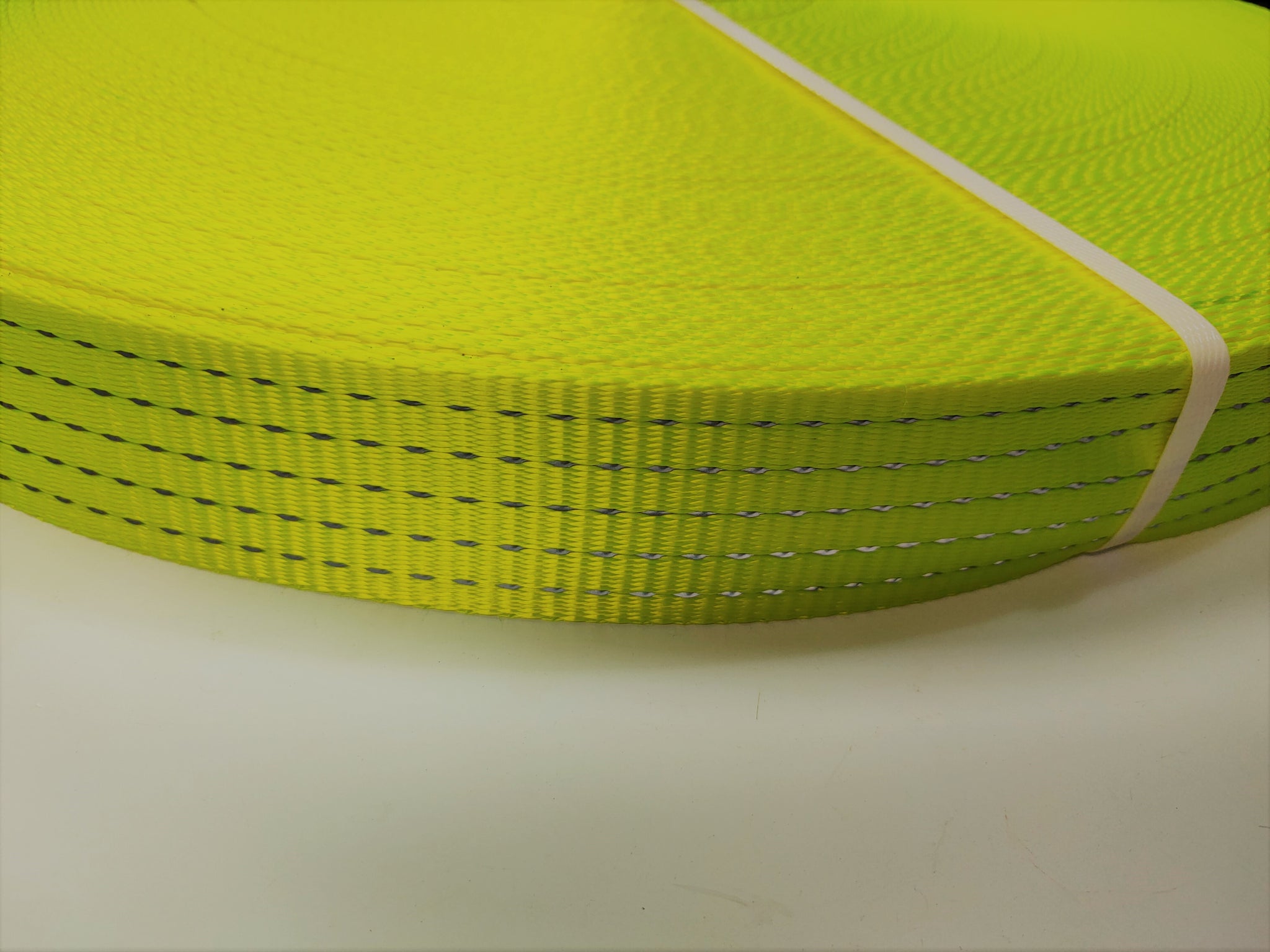 5t (5000kg) 50mm Polyester Lashing Webbing Roll Hi Visibility Yellow ...