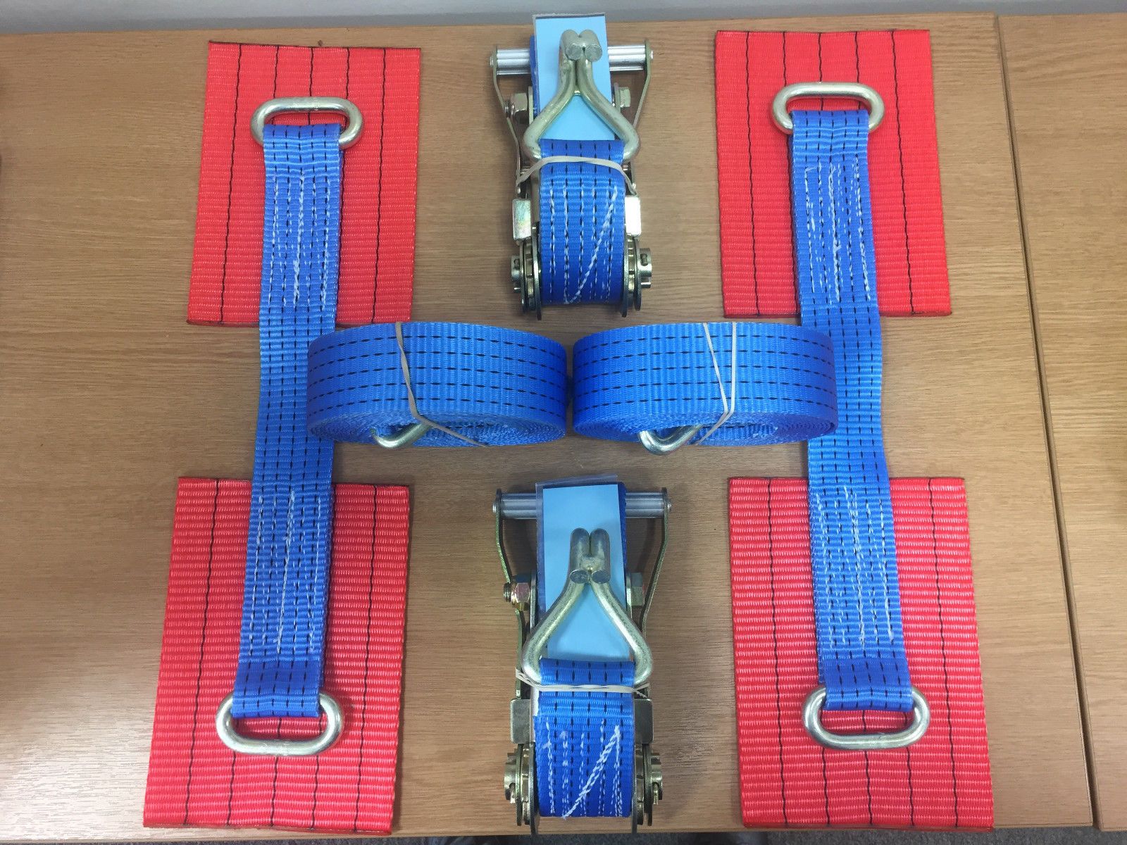 5t (5000kg) Car Trailer Transporter Blue Small Pad Recovery Straps Set ...